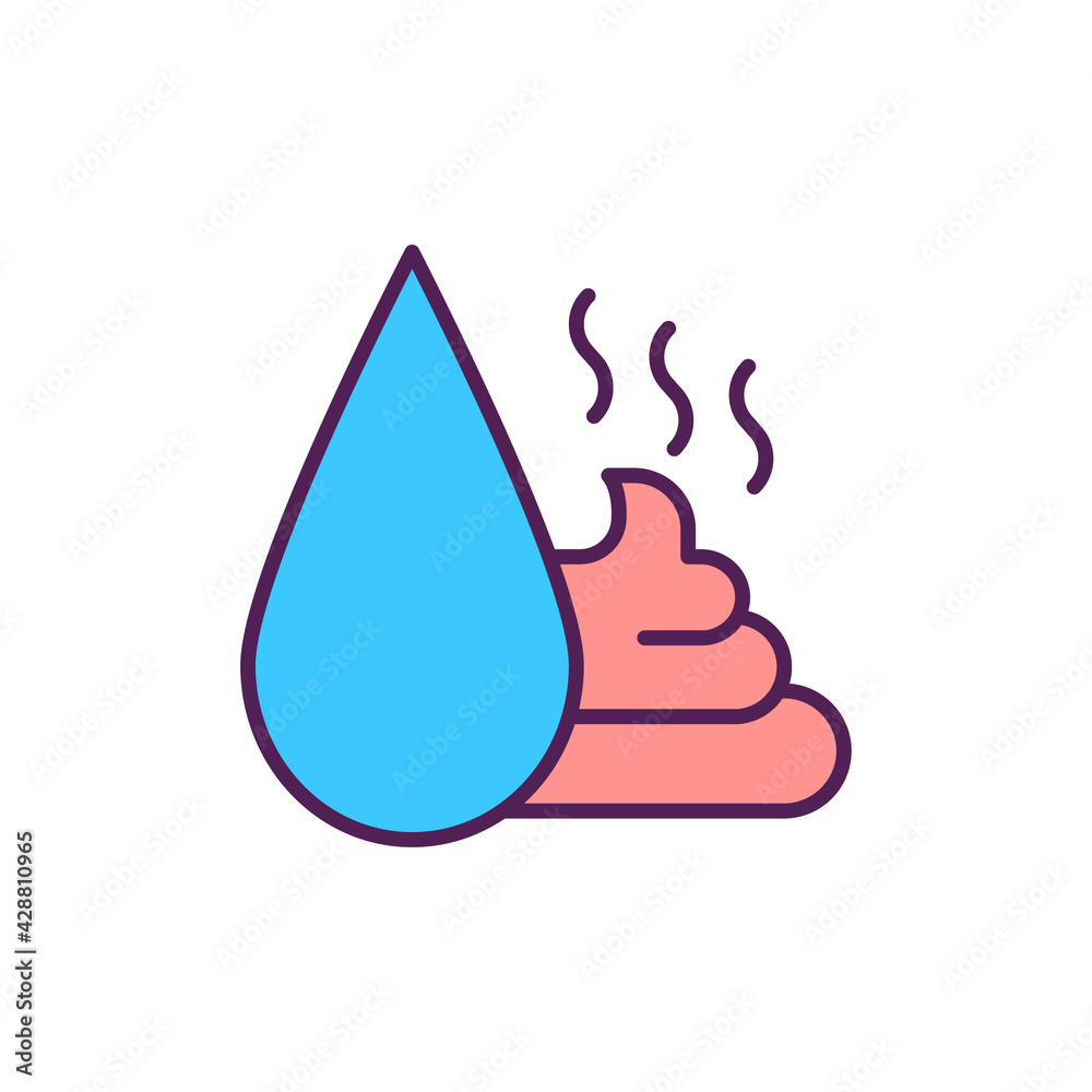 Water contamination with human feces RGB color icon. Impact on ecology ... Water contamination with human feces RGB color icon. Impact on ecology ...
