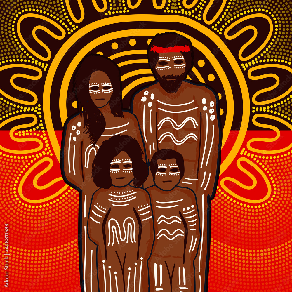 Family art in aboriginal style Stock Vector | Adobe Stock