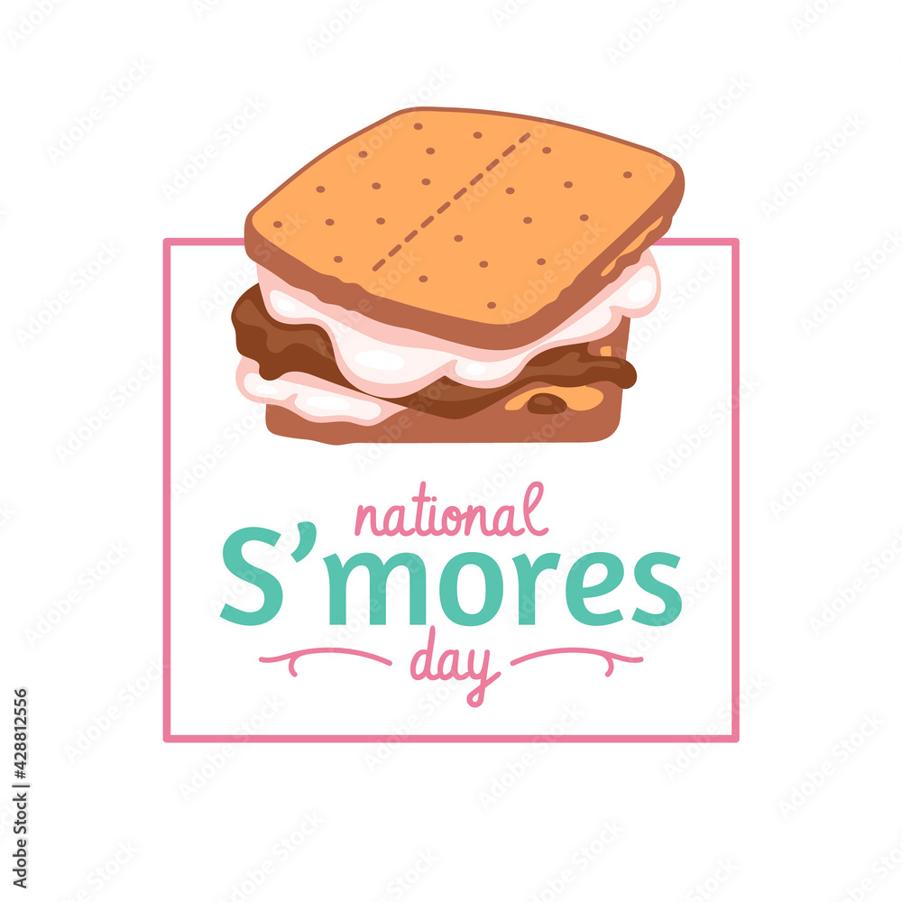 National Smores day banner or poster template, cartoon vector ...