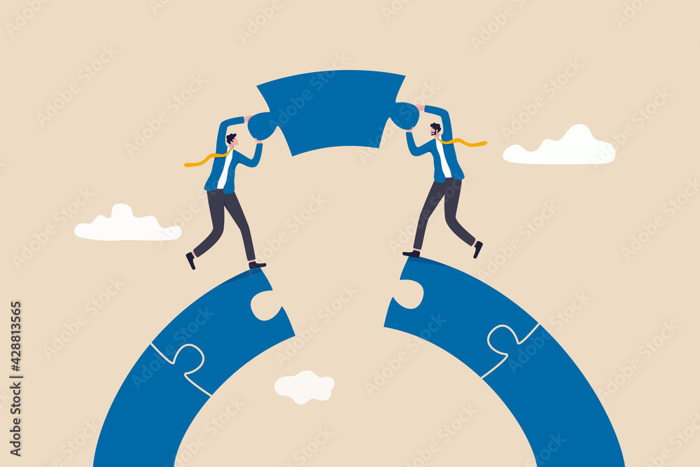 Vektorová grafika „Business teamwork and partnership help to achieve ...