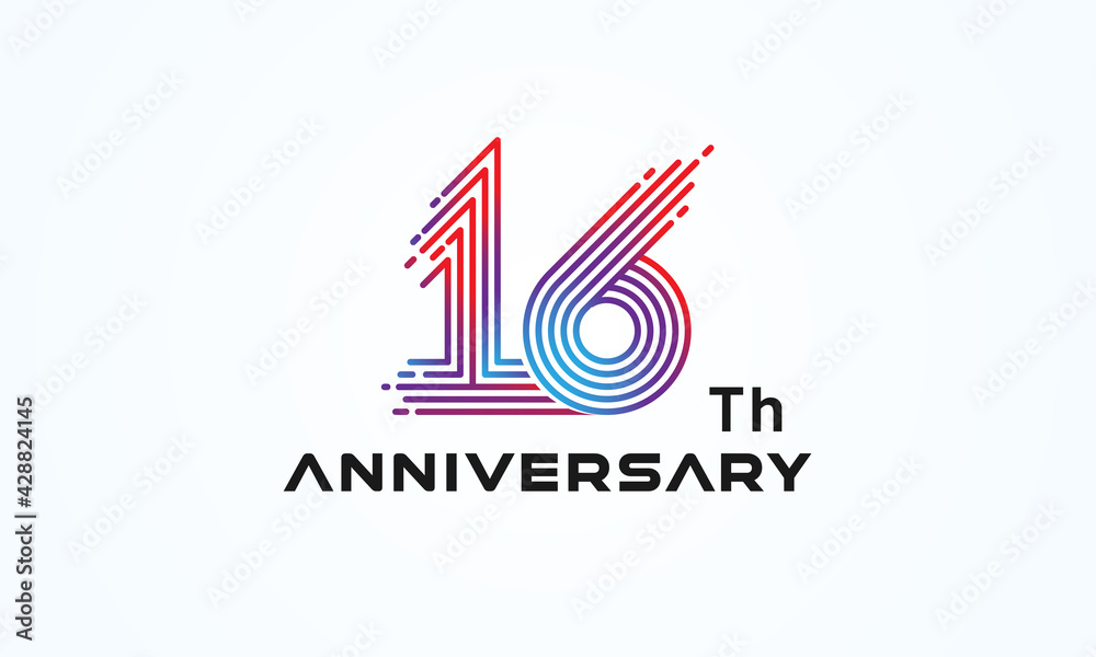 Vetor de Abstract 16 Number Logo, number 16 monogram line style, usable ...