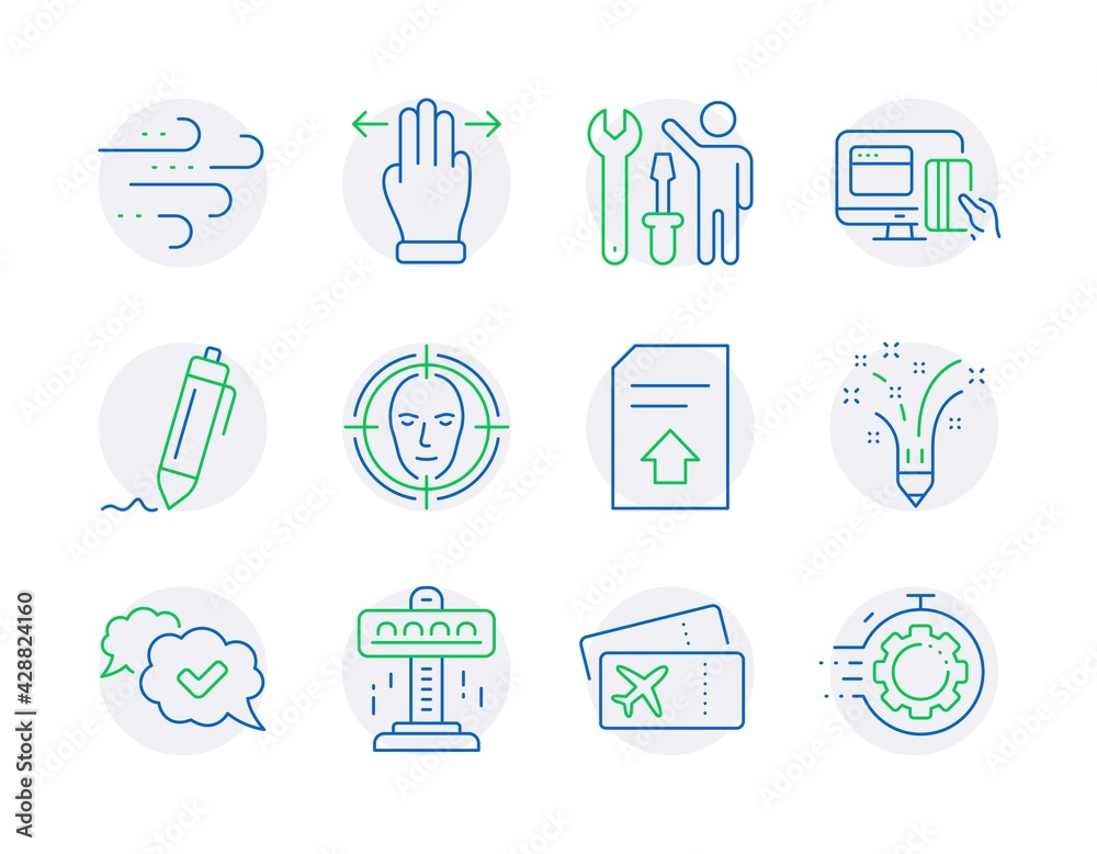 Line icons set. Included icon as Repairman, Attraction, Approved signs ...