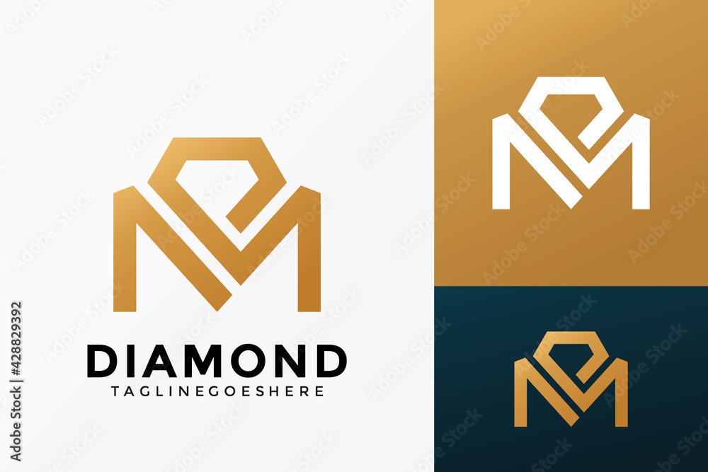 Premium M Diamond Logo Vector Design. Abstract emblem, designs concept ...