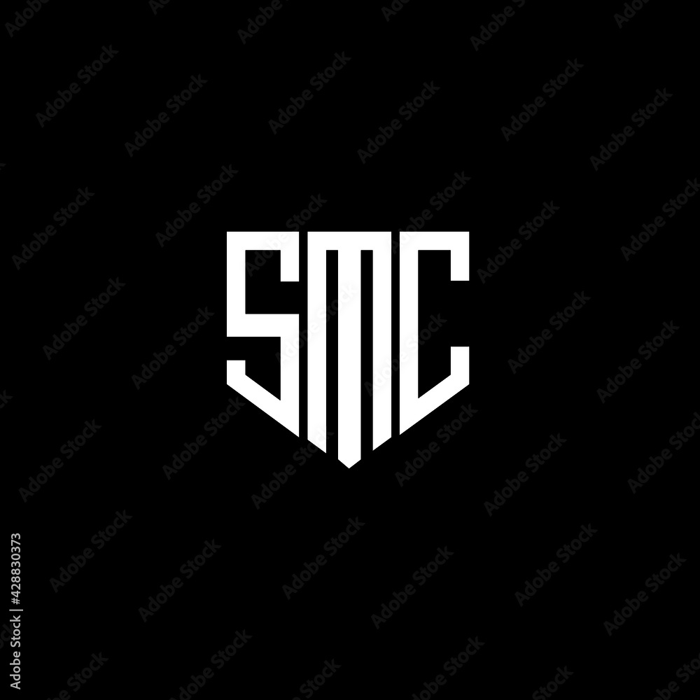 SMC letter logo design with black background in illustrator, cube logo ...