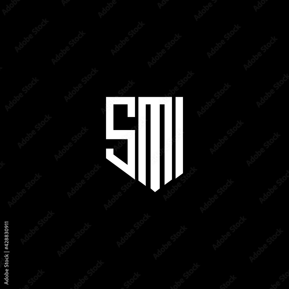 SMI letter logo design with black background in illustrator, cube logo ...