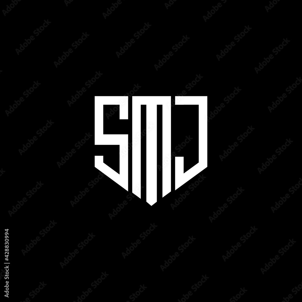 SMJ letter logo design with black background in illustrator, cube logo ...