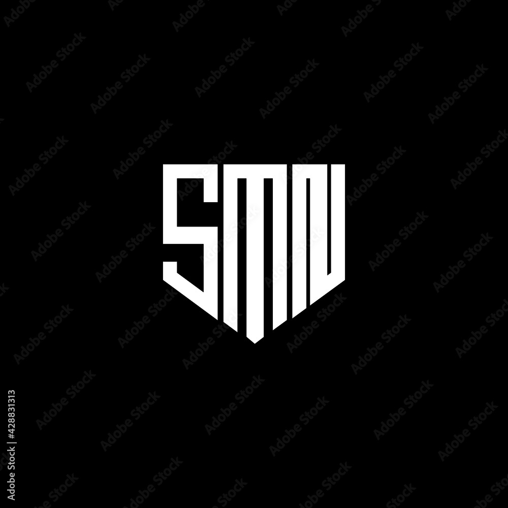 SMN letter logo design with black background in illustrator, cube logo ...