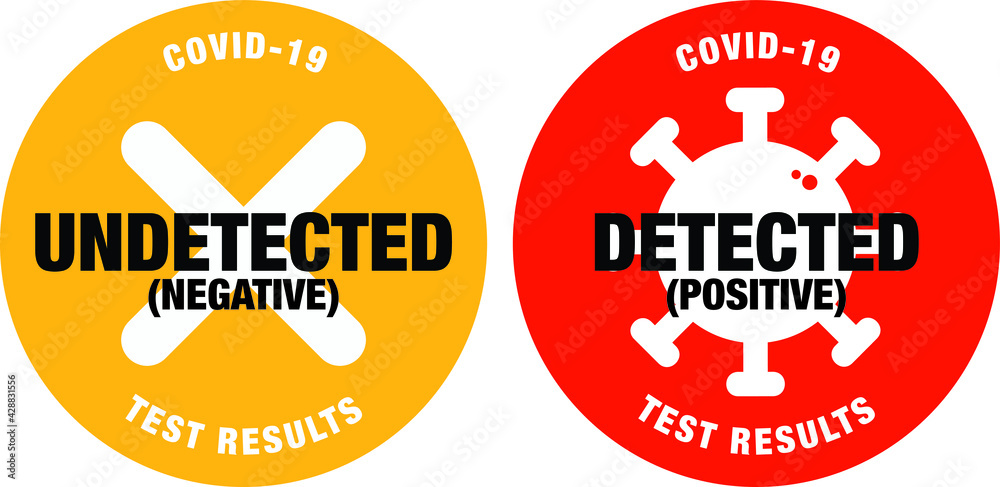 negative and positive covid-19 test results icon signage Stock Vector ...