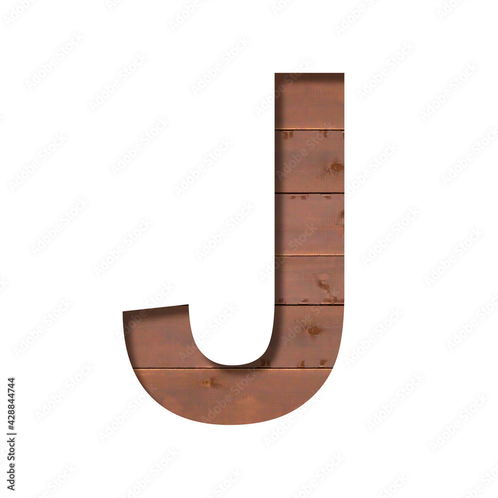 Font on texture of wooden boards. Letter J, cut out of paper on a ...