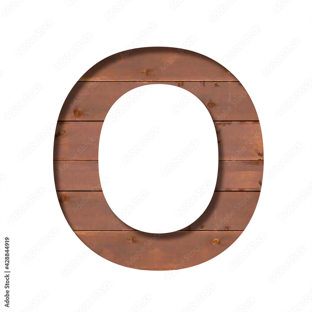Font on texture of wooden boards. Letter O, cut out of paper on a ...