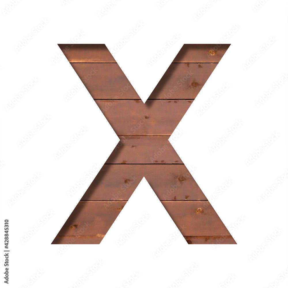 Font on texture of wooden boards. Letter X, cut out of paper on a ...