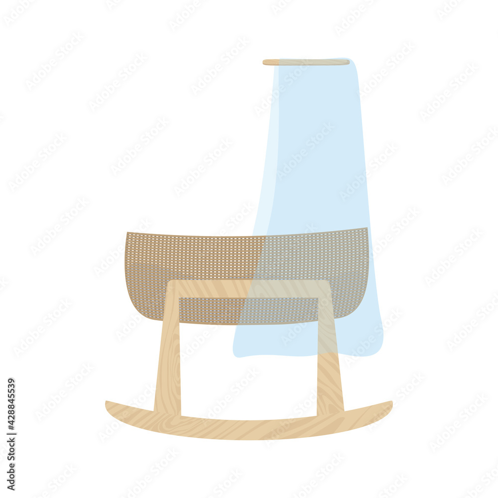 Vecteur Stock Cozy Wooden cot. Baby Cradle on runners with canopy ...
