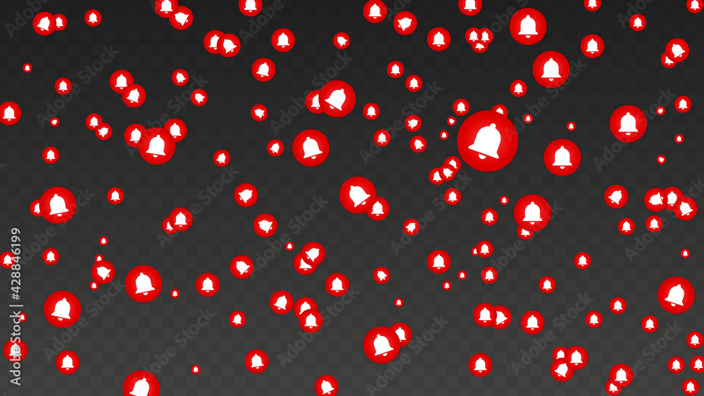 Youtube Falling Bell Icons Video Chat Background. Social Media Red and ...