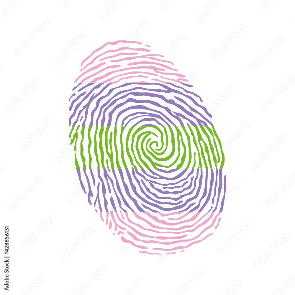 Fingerprint vector colored with the Trigender pride flag isolated on ...