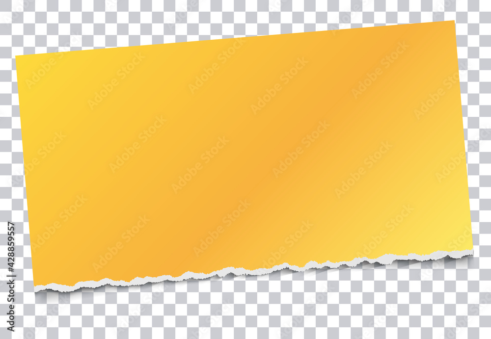 gold note paper banner with torn paper on transparent background Stock ...