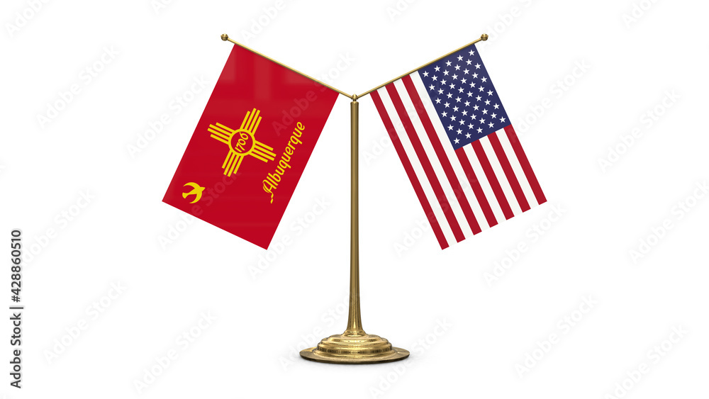 Albuquerque New Mexico 3D rendered flag. Side by side with the flag of ...