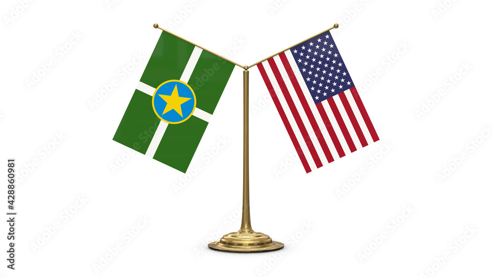 Jackson Mississippi 3D rendered flag. Side by side with the flag of the ...