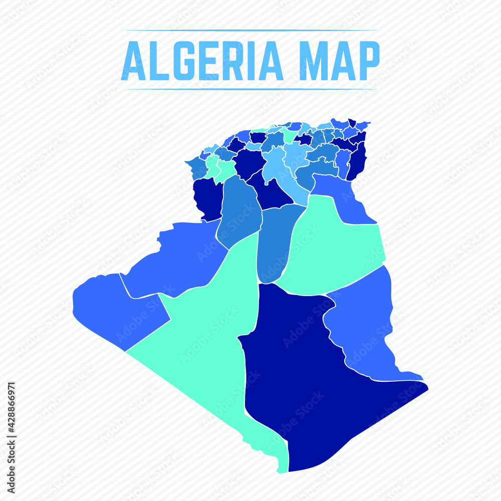 Algeria Detailed Map With Cities Stock Vector | Adobe Stock