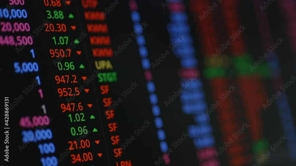 Stock market. Stock chart goes up and down Zoom in to see details ...