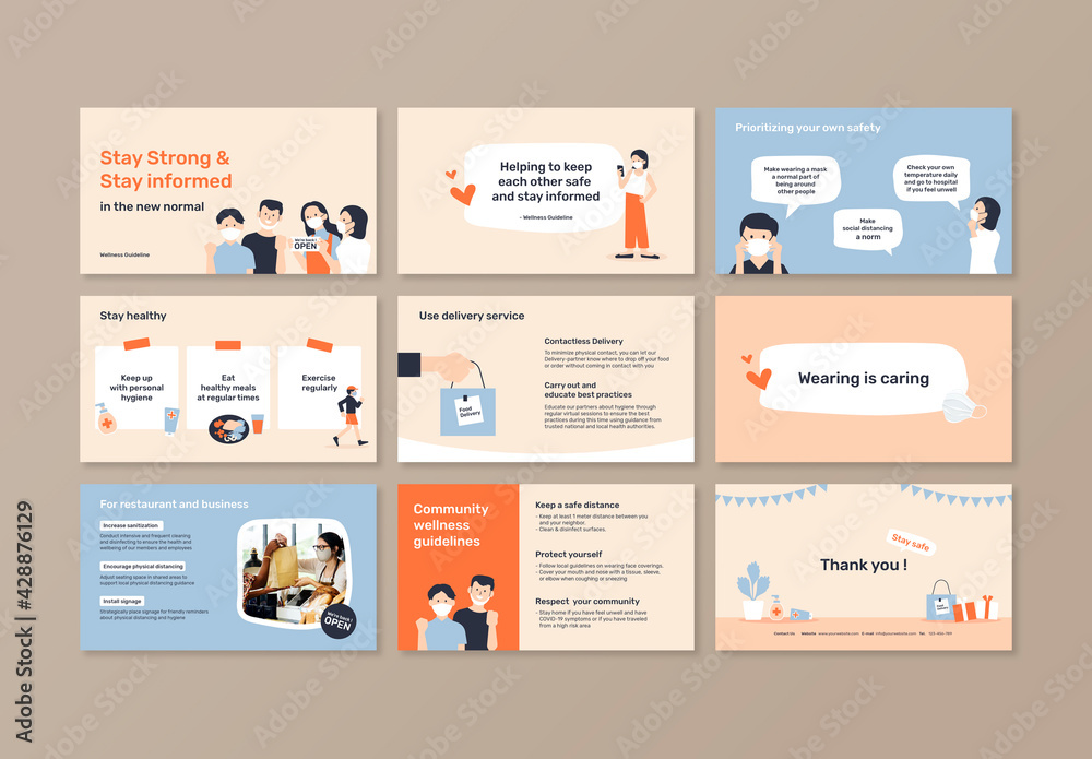 Covid19 Presentation Editable Layout Stock Template | Adobe Stock