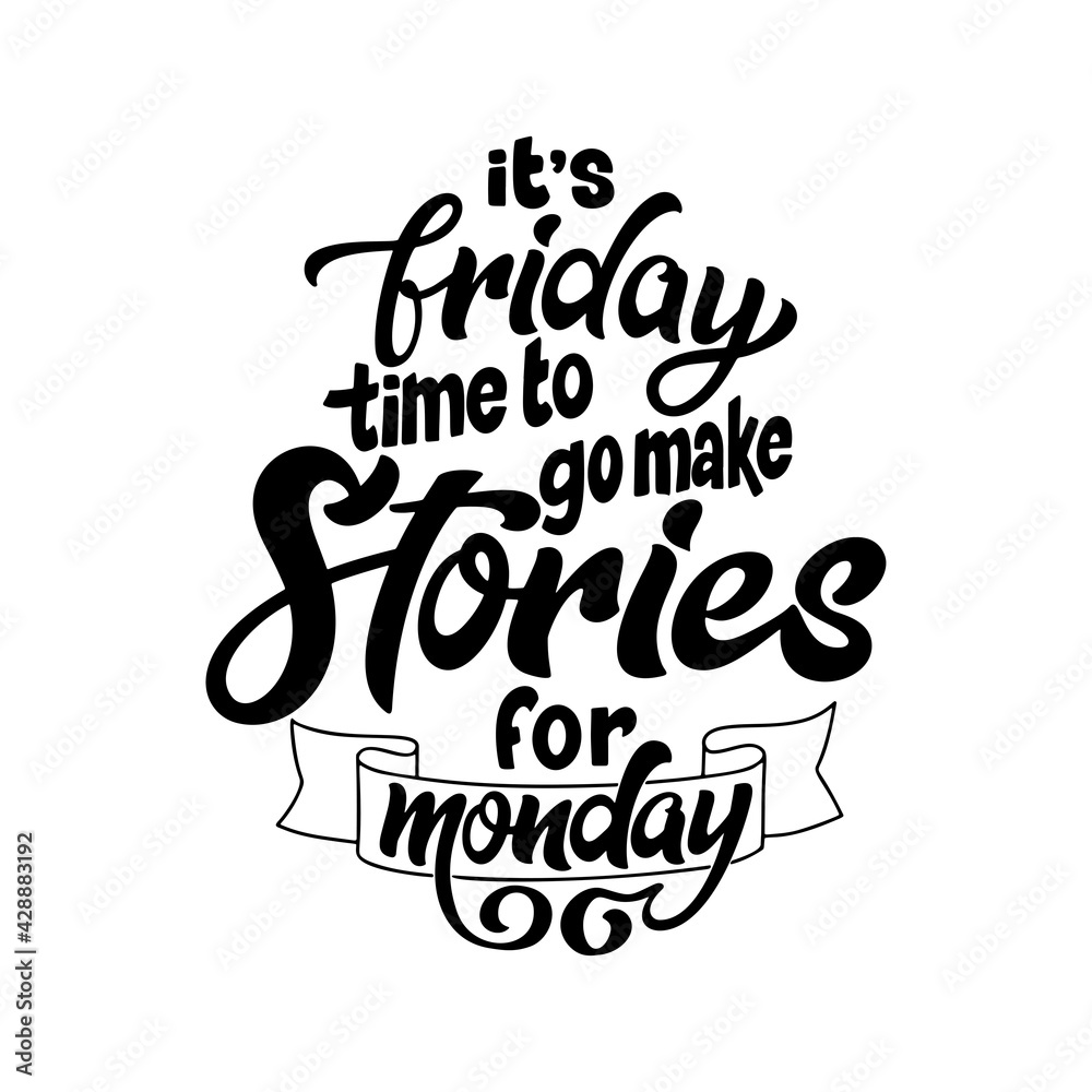 Weekend quote in hand drawn lettering style. Brush painted modern ...