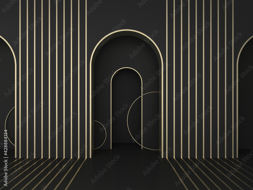 Abstract dark geometric background; arch mock up; simple clean arched ...