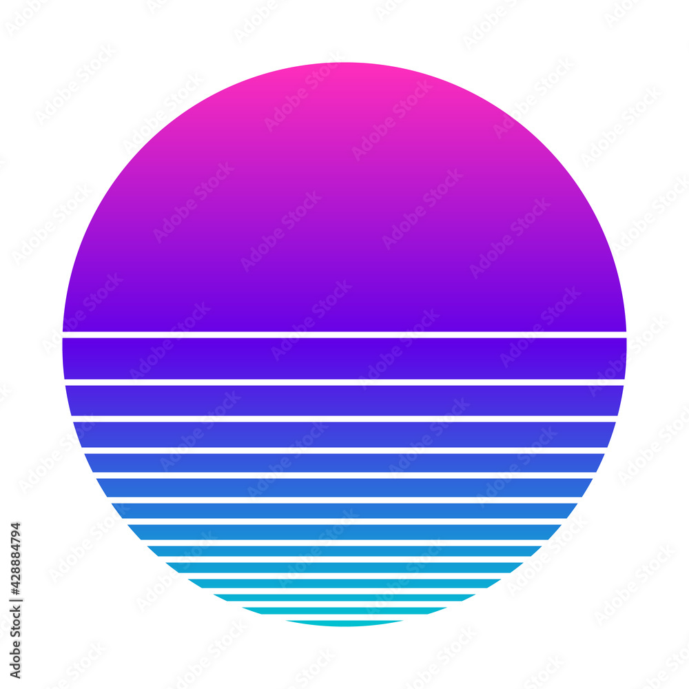 Retro sunset in the style of the 80s-90s. Abstract gradient background ...