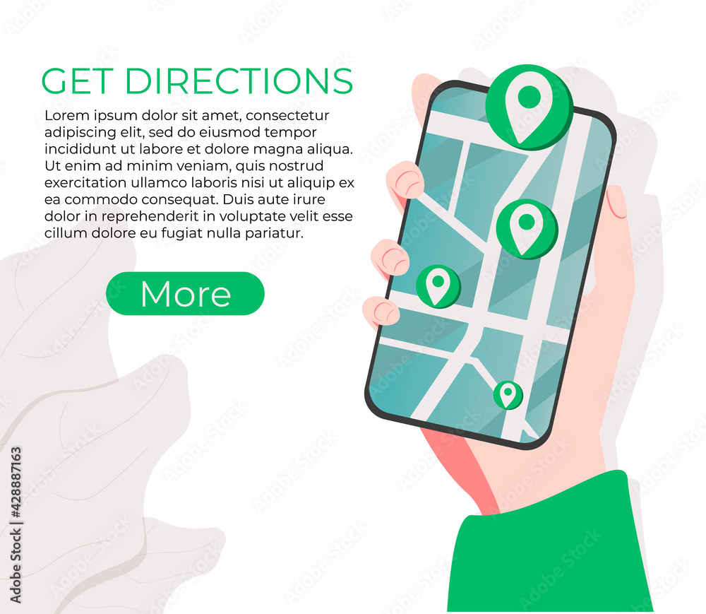 Get directions website UI kit. Company address, contact us page ...