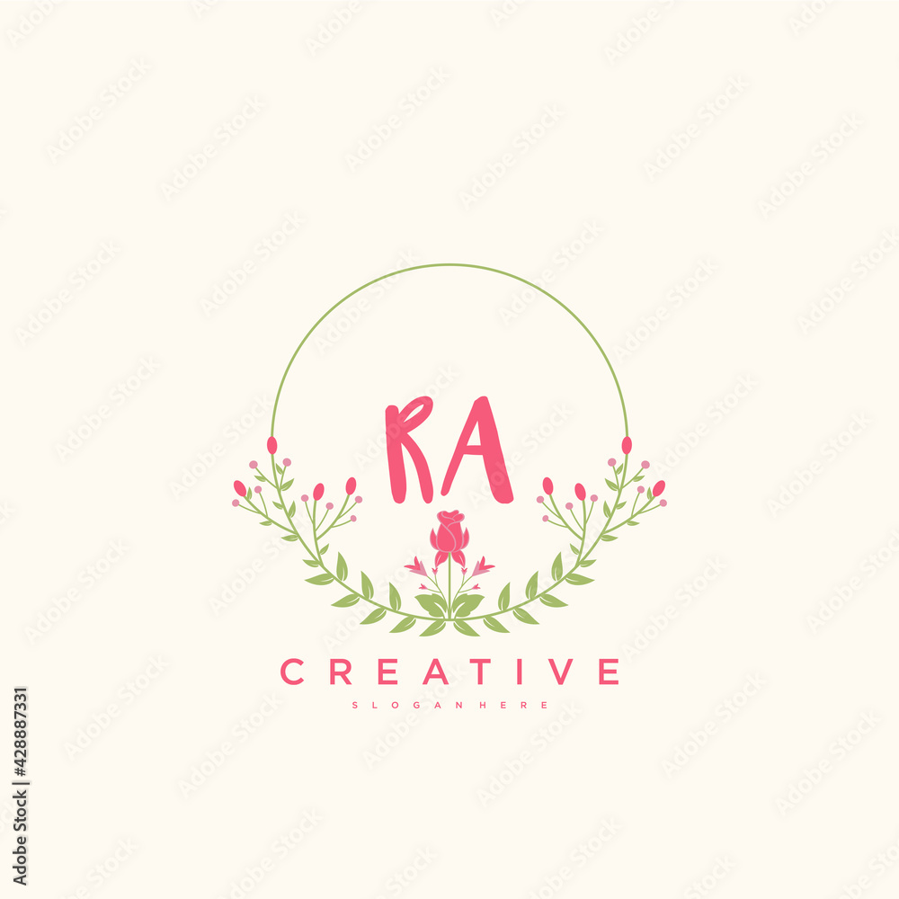 RA Beauty vector initial logo, handwriting logo art design of initial ...
