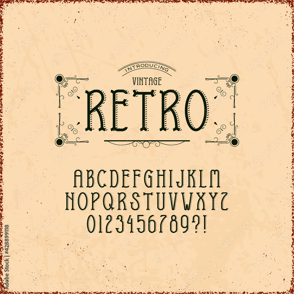 Original display alphabet. Vintage font design. Typeface. Vector ...