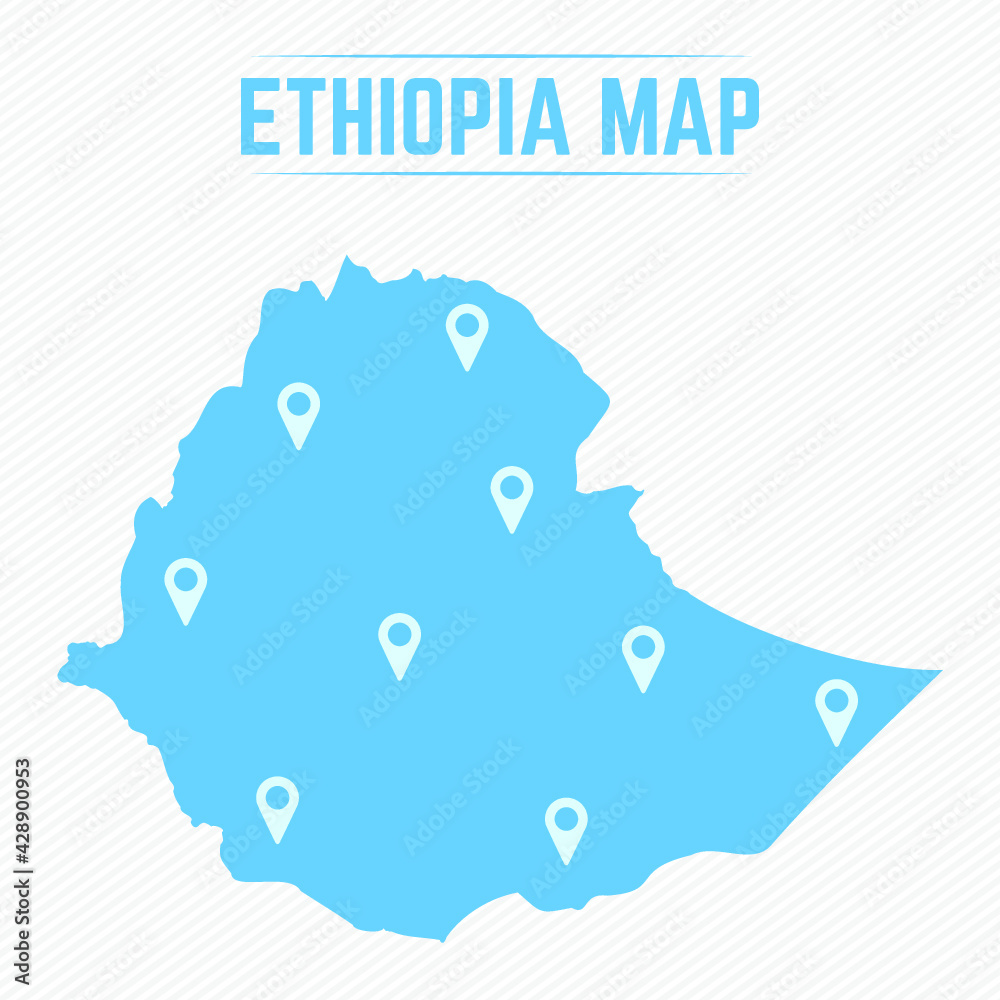 Ethiopia Simple Map With Map Icons Stock Vector | Adobe Stock