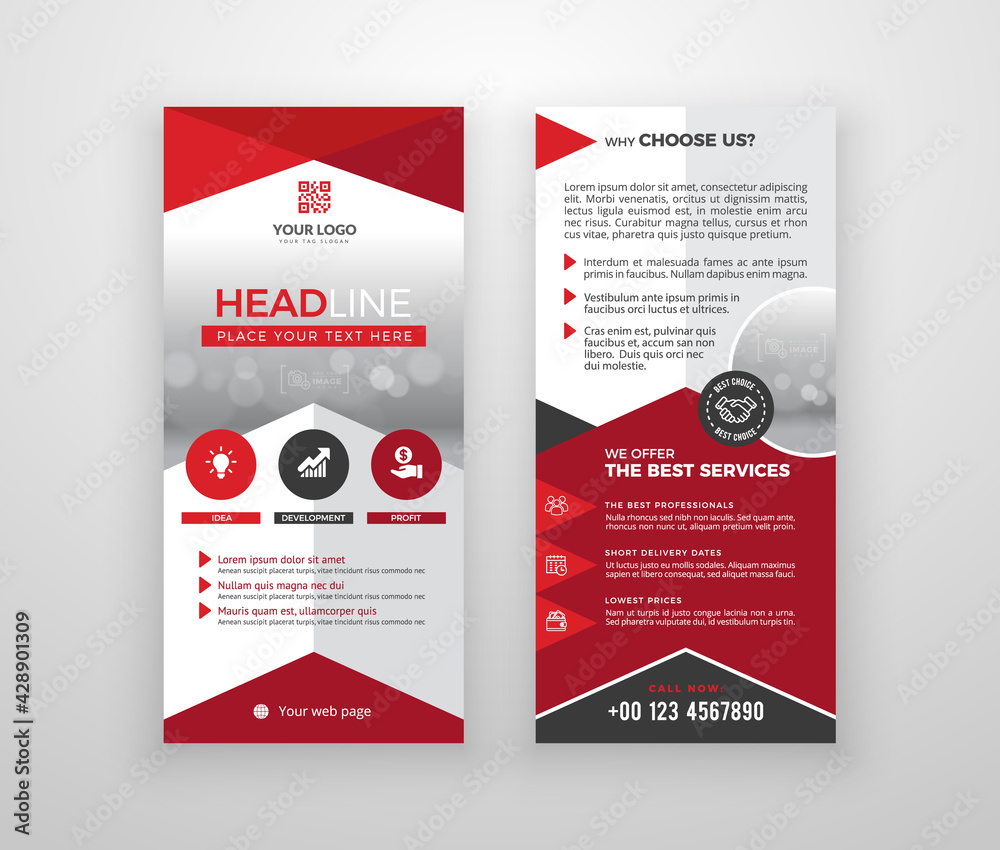 Double-sided DL flyer design. Brochure or flyer template. Layout with ...