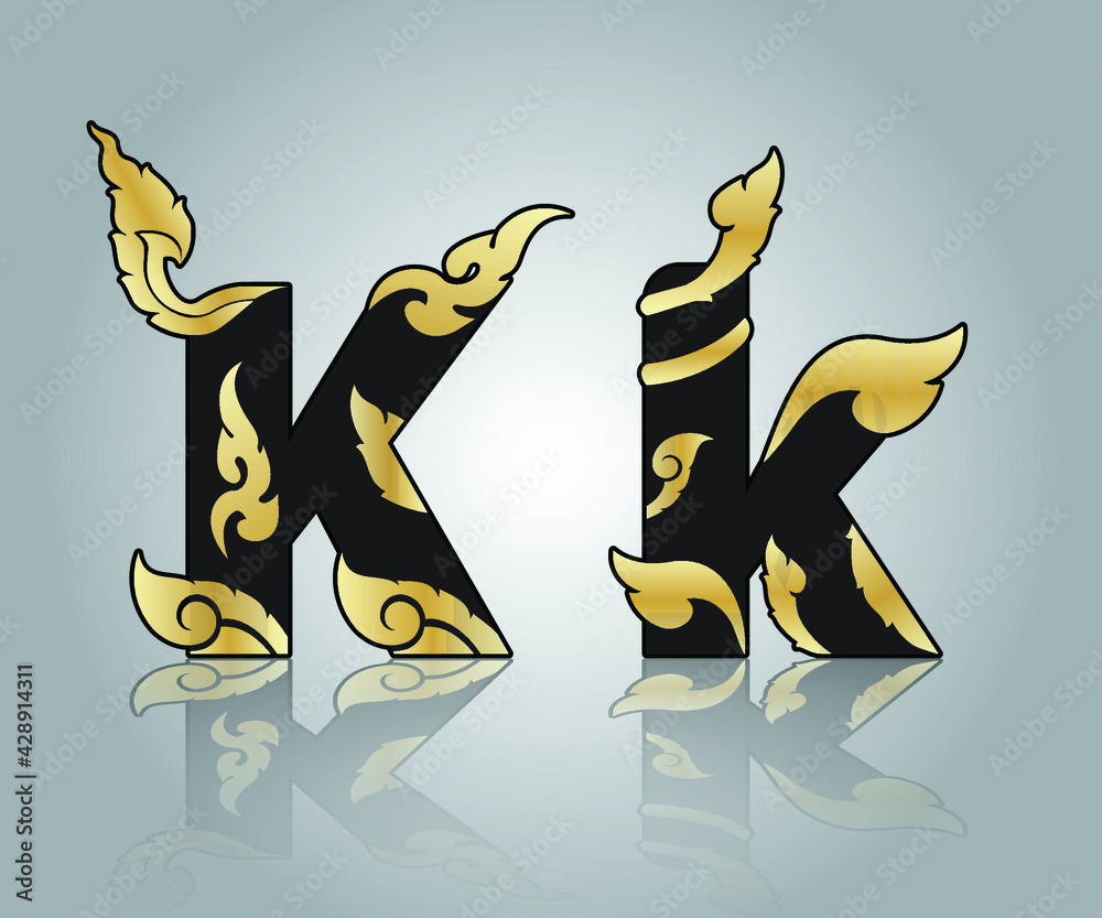 Alphabet Letter K with Abstract Line Laos, Art Font designed for ...