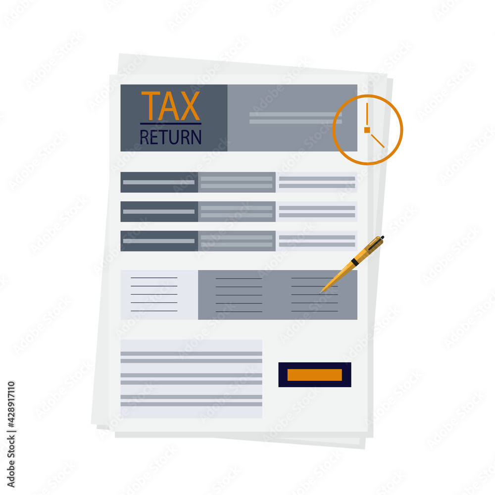 Tax return form. Income statement, letterhead, template. Filling and ...