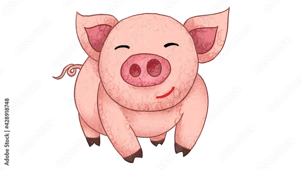 Cartoon Pig Drawing. cute animal oil pastel drawing crayon doodle for ...