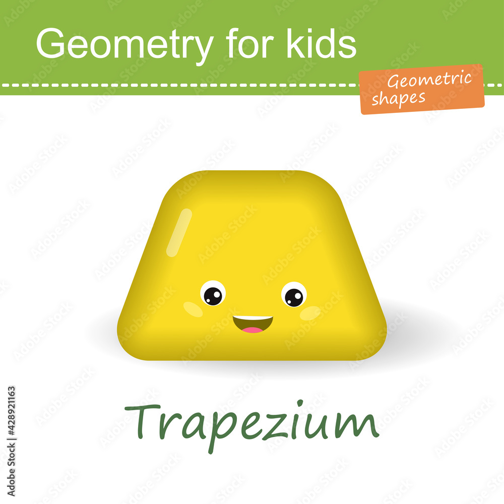 Geometry for kids. Volumetric trapezium isolated on white background ...
