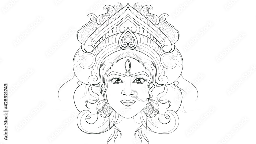 Happy Navratri, illustration of Devi maa Stock Illustration | Adobe Stock