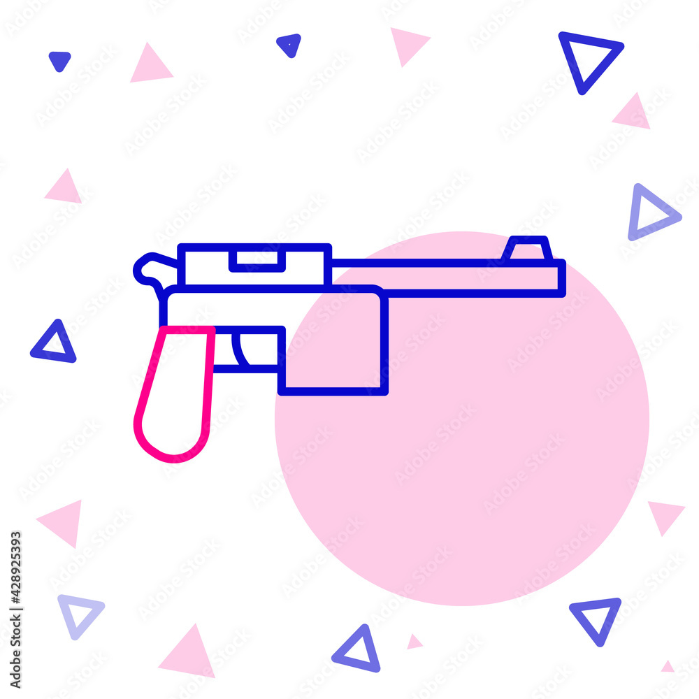 Line Mauser gun icon isolated on white background. Mauser C96 is a semi ...