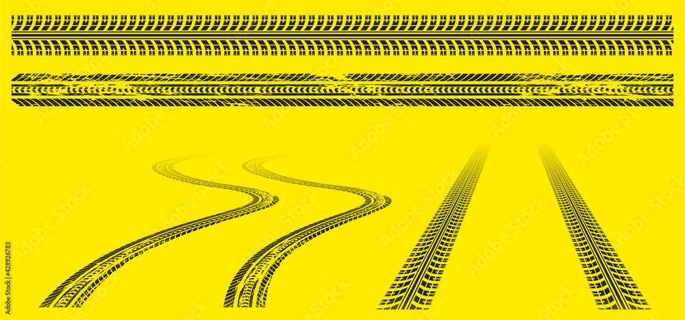 Tires tracks, offroad grunge tyre prints, abstract automobile wheels ...