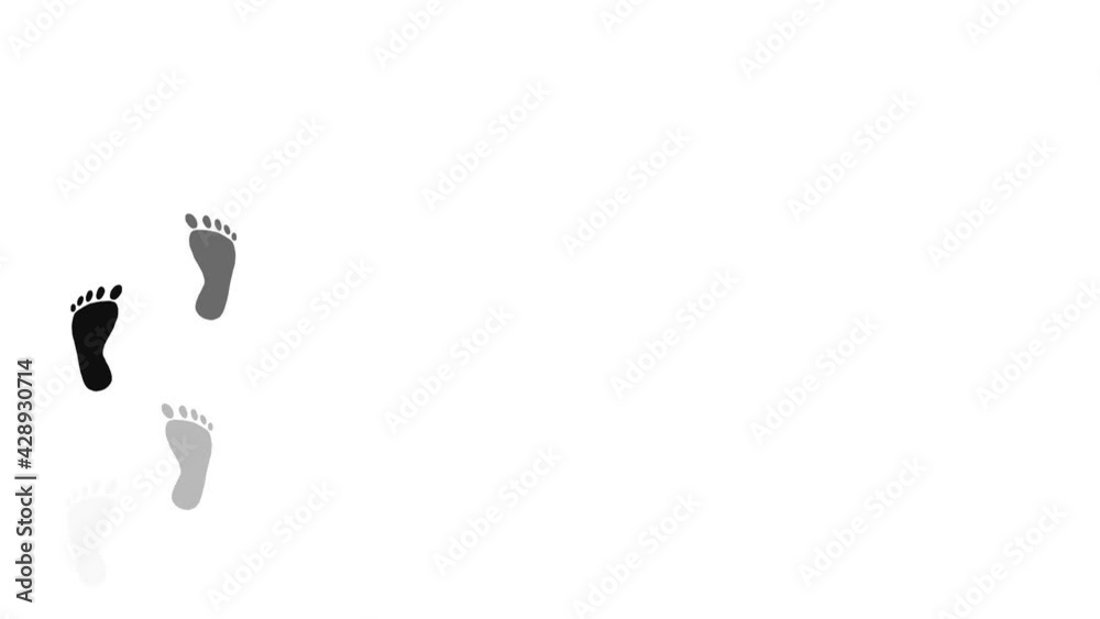 Frame footprints of a walking people. Human feet animated on white ...