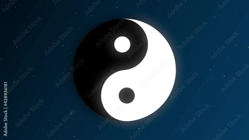 Rotating Yin Yang Symbol Animation on Space Background Seamless Loop ...