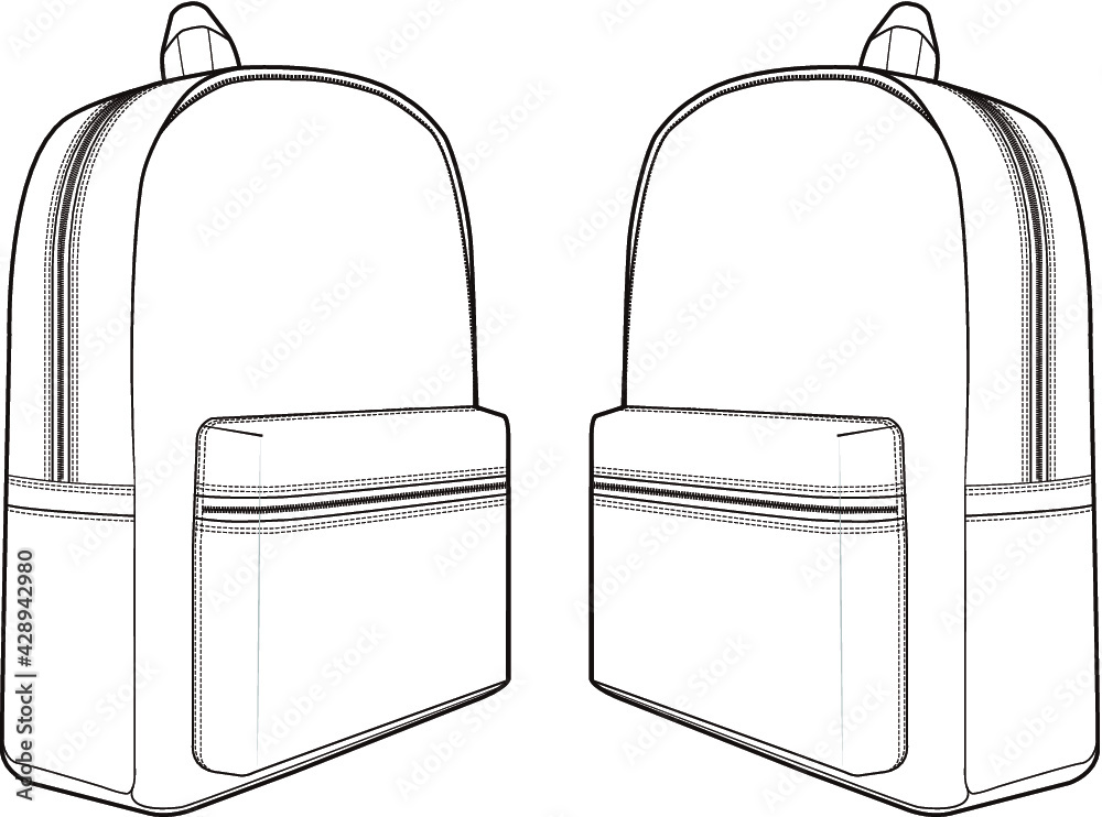 Backpack fashion flat sketch template Stock Vector | Adobe Stock