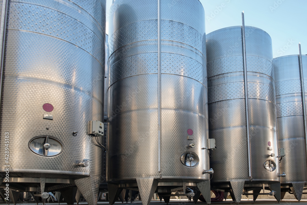 Stainless tanks for processing and fermentation wine production in the ...