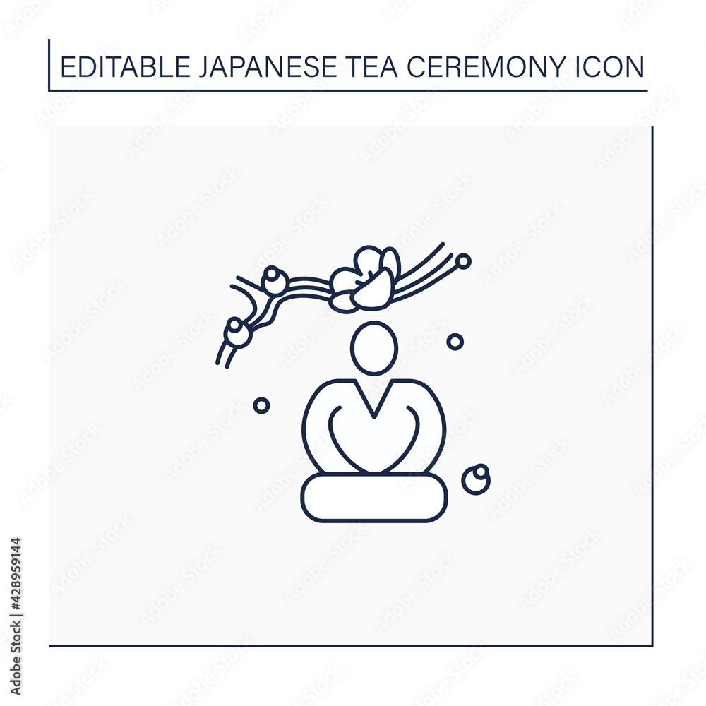 Seiza position line icon.Traditional Japanese pose. Sitting with legs ...