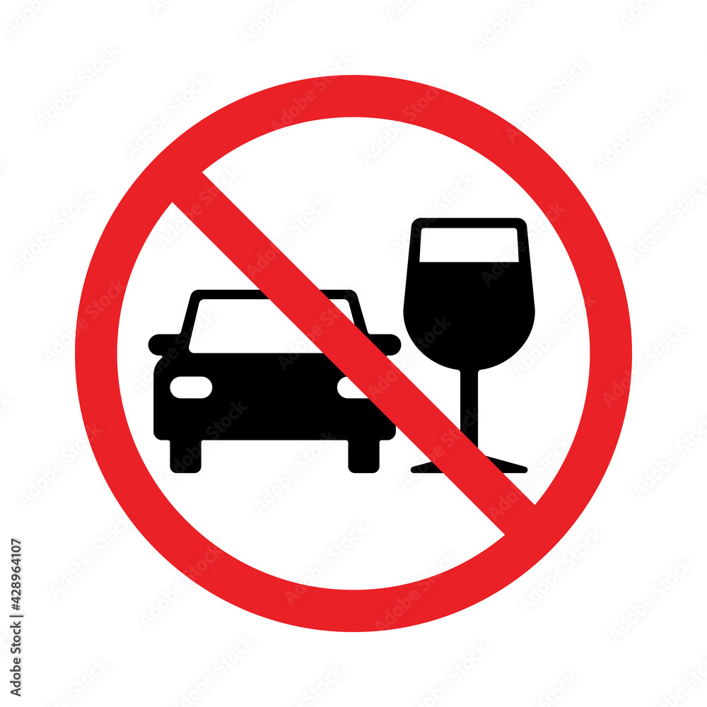 Vector don't drink and drive pictogram sign, Prohibition symbol, Simple ...