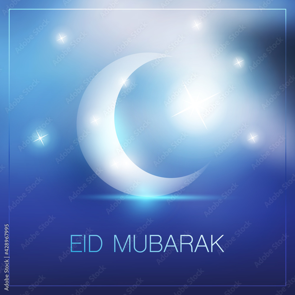 Eid Mubarak - Moon in the Sky - Greeting Card Design for Muslim ...