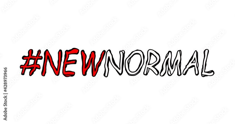 New normal word in doodle style. Simple cartoon text written in black ...