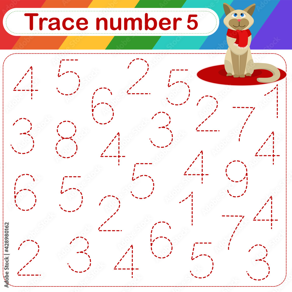 Vector Illustration of activity page for handwriting practice. Learning ...