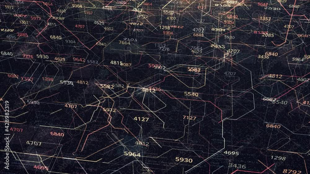 Data processing in circuit board abstract server. Animation. Technological background with big ...