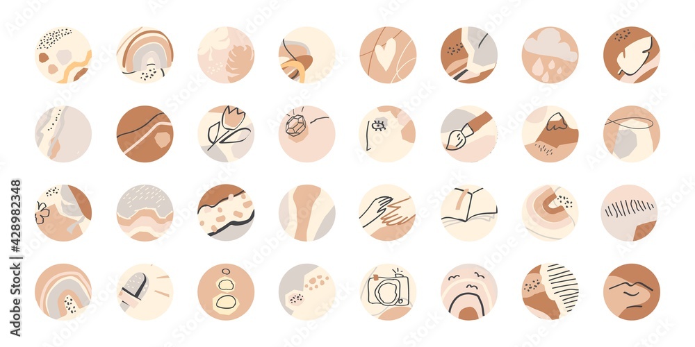 Cover icon set for social media stories. Abstract collection ...